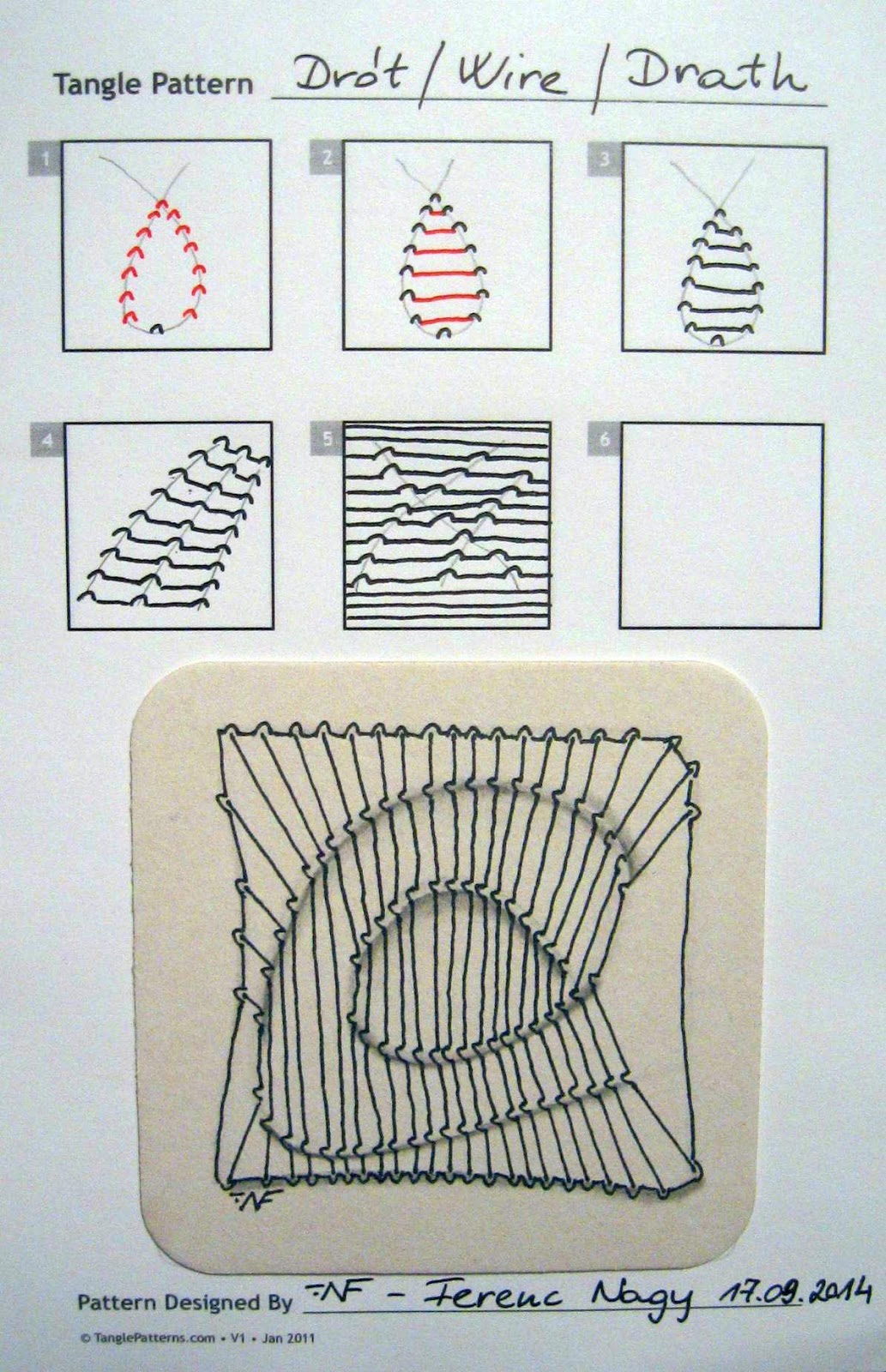 My new tangle pattern "Drót / Wire / Drath" - NF - Zentangle