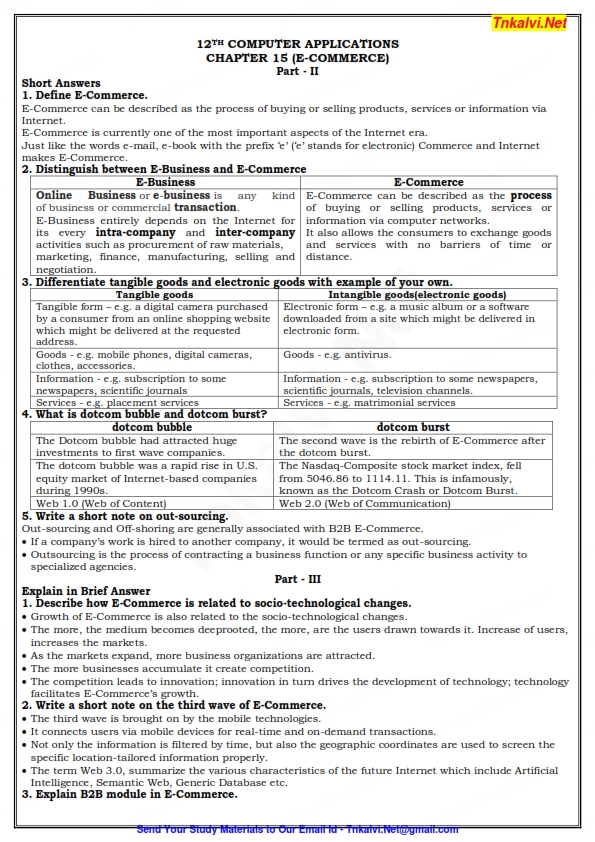 12th Standard - Computer Application - Chapter 15 - Study Materials ...