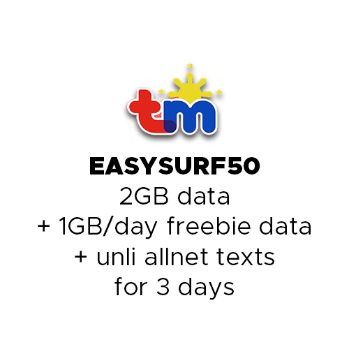 TM EasySurf50 : 2GB data + 1GB/day for choice of app bundle, for 3 days ...