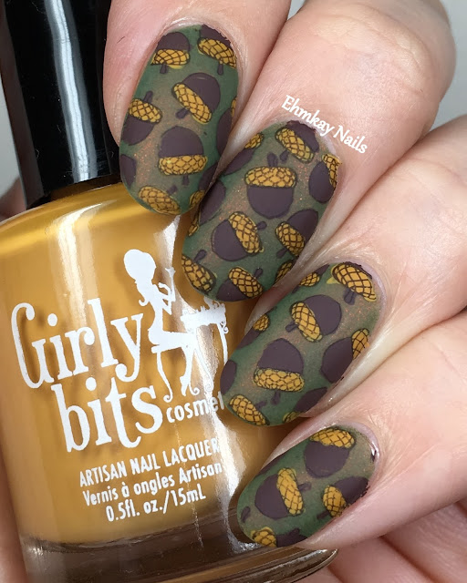 ehmkay nails: Acorn Nail Art: Reverse Stamping with Girly Bits over ...