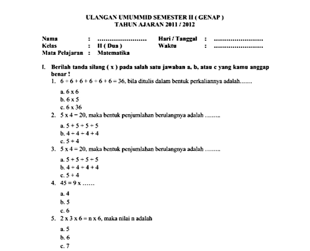 Terbaru 37+ Contoh Format Soal Ulangan Harian
