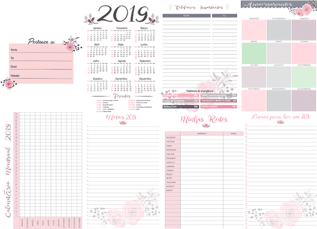 Planner 2019: 5 opções gratuitas para imprimir e usar-Delírios ...