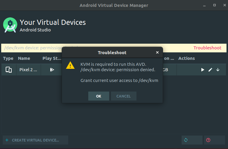 WeB LoG'S JuUiER: KVM is required to run this AVD /dev/kvm device ...