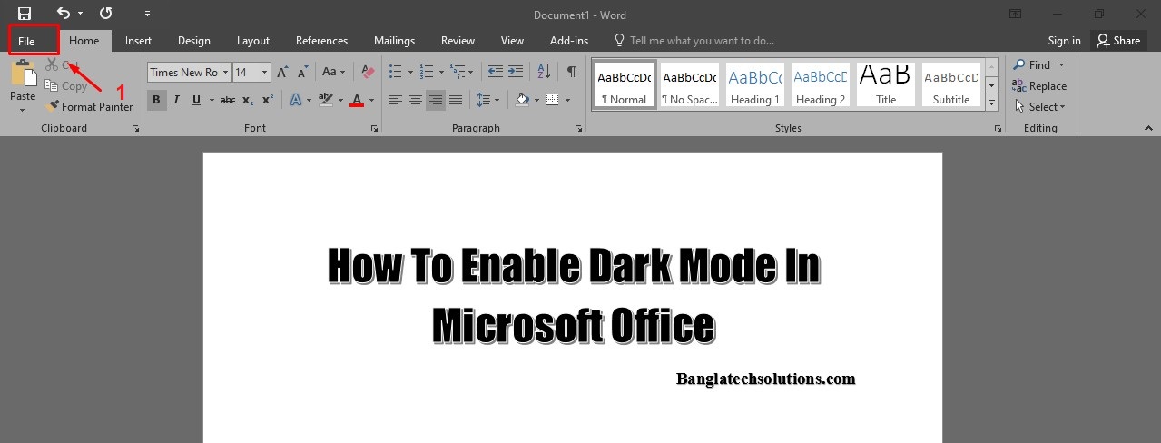 How To Enable Dark Mode In Microsoft Office Bangla Tech Solutions how-to-enable-dark-mode-in-microsoft-office-bangla-tech-solutions