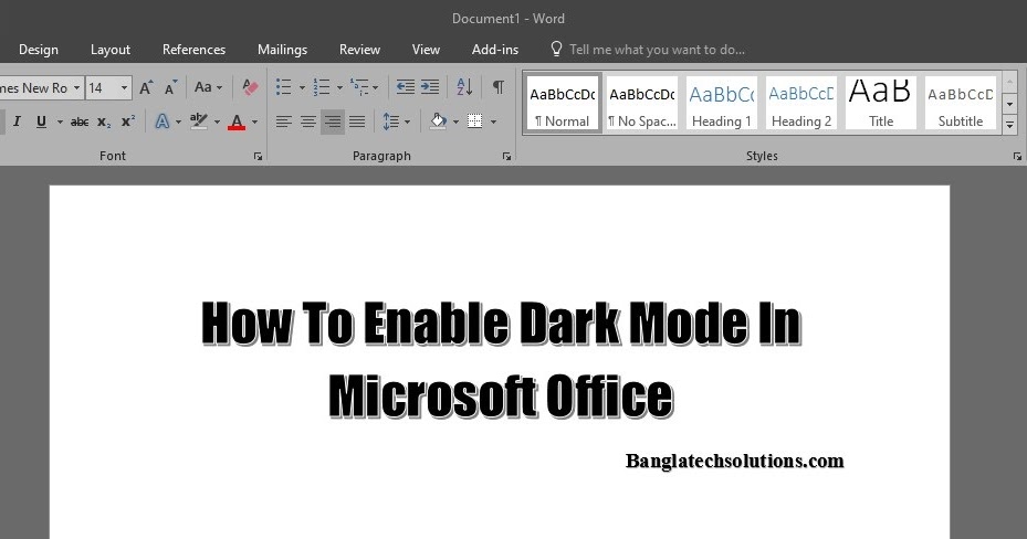 How To Enable Dark Mode In Microsoft Office - Bangla Tech Solutions