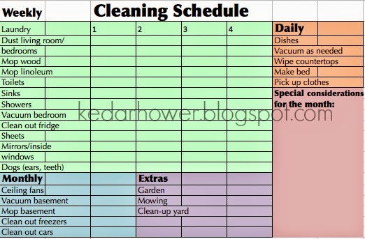 Stuff, Things, etc.: Does a cleaning schedule work?
