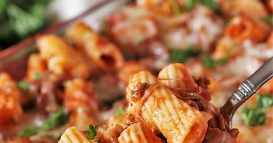 Easy Baked Mostaccioli (aka: Baked Cheesy Pasta) | The Kitchen is My ...