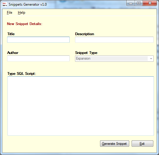 The SQL Server and .NET Hub: Snippets Generator v1.0 - Stable Version ...
