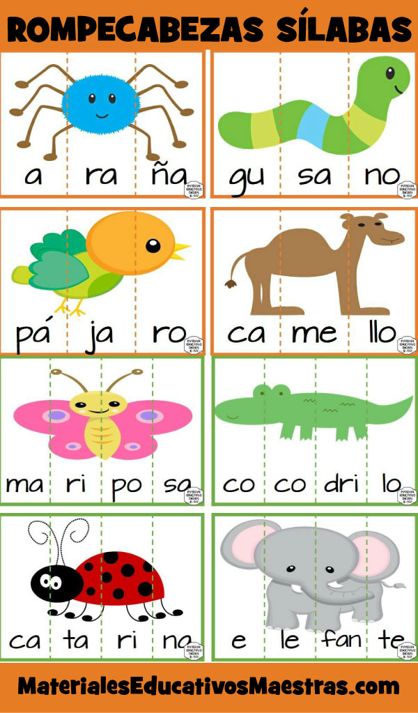 Rompecabezas de Sílabas | Materiales Educativos para Maestras