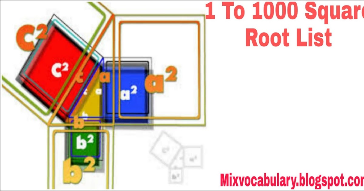 1 To 1000 Square Root List