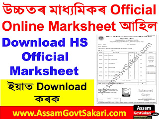 AHSEC Marksheet Download 2021 | HS Official E-Marksheet PDF ...