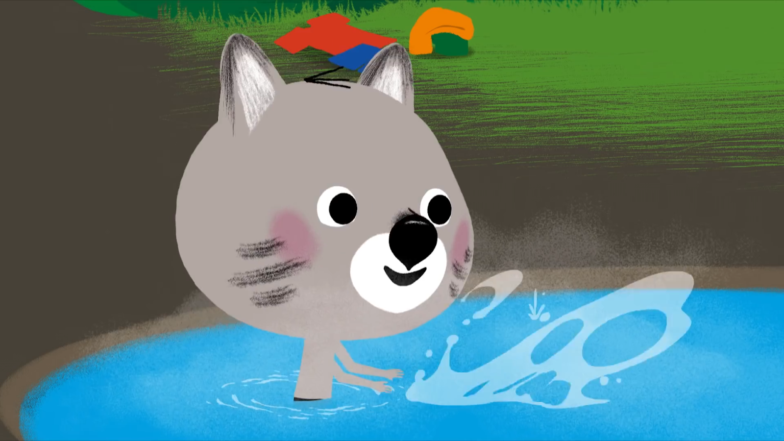 Shirtless Drawn Cartoon Boys: Mouk & Chavapa in Swimming Trunks