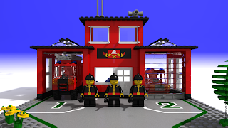 Lego & Povray: 6382 - Fire Station