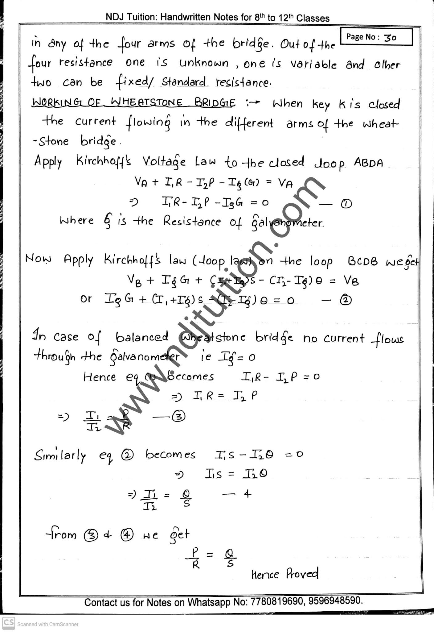 Current Electricity Class 12th Handwritten Notes CBSE || NDJ Tuition