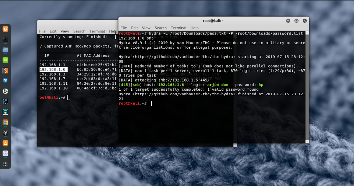 Crack window admin password by using Hydra in Kali linux