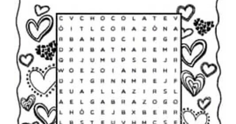 Sopa de letras san valentin