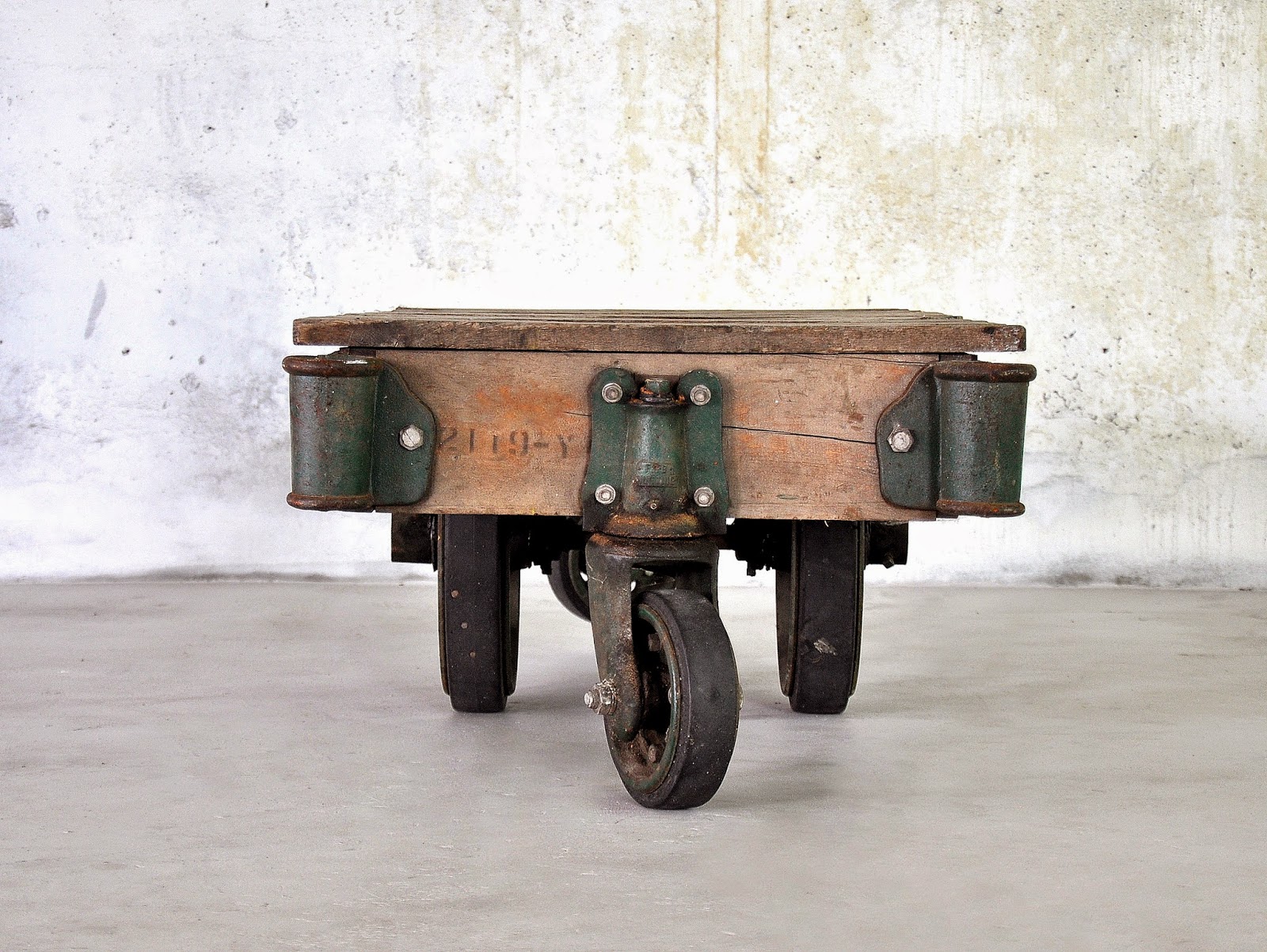 SELECT MODERN: Industrial Chic Reclaimed Wood Railroad Cart Coffee or ...