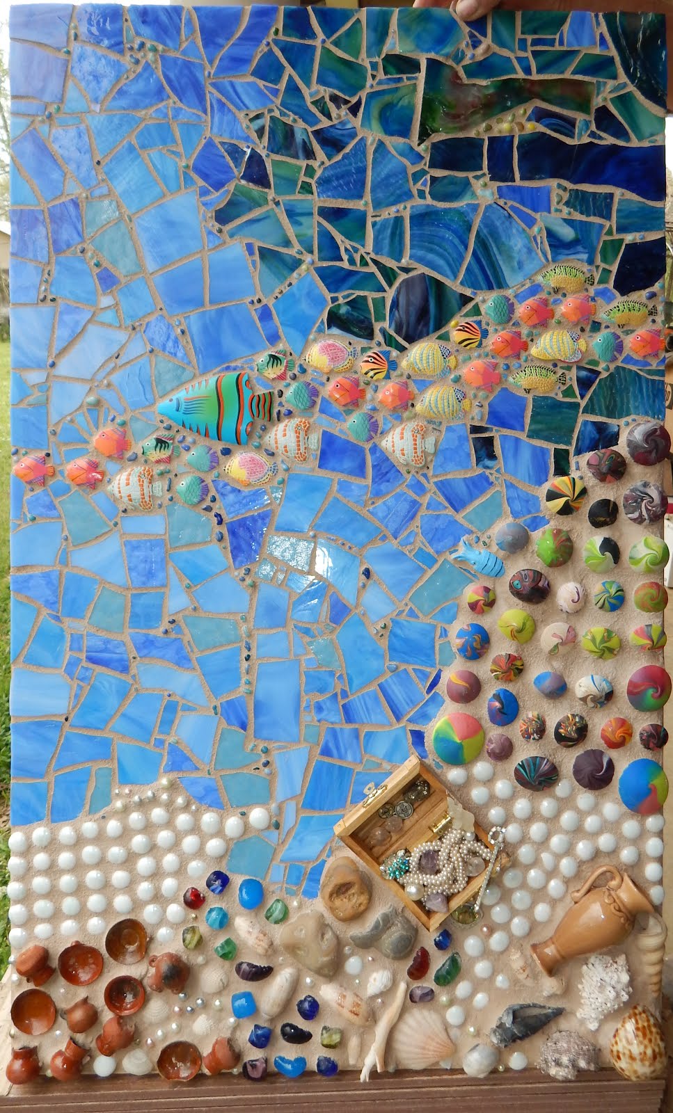 Broken Bit Mosaics: Underwater Mermaid/Fish and Turtle Mosaic