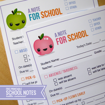 Mommy and Things: Free School Note Printable