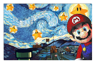 NEWEST Mario starry night van gogh poster