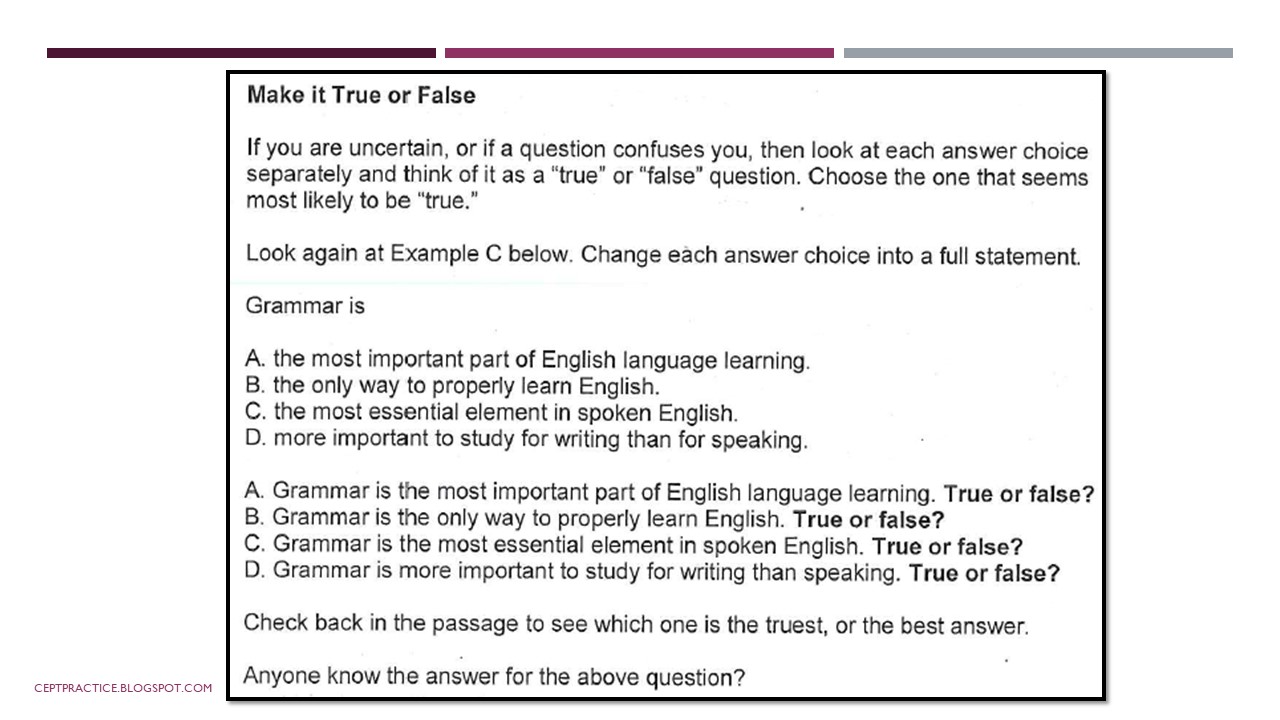 CEPT Practice: HOW TO ANSWER MULTIPLE CHOICE QUESTIONS