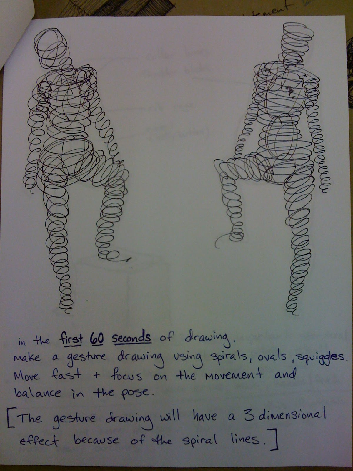 Gesture of Life Drawing: spiral gesture to cross contour figure drawing