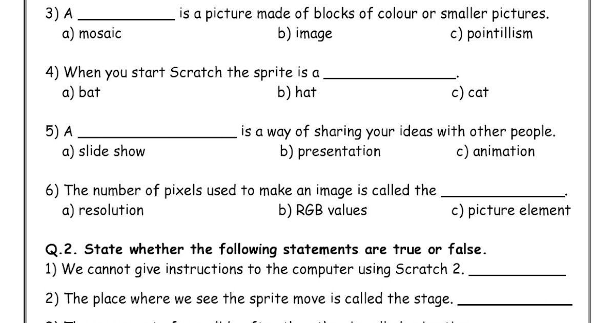 Birla World School Oman: ICT Revision worksheet for Grade 3