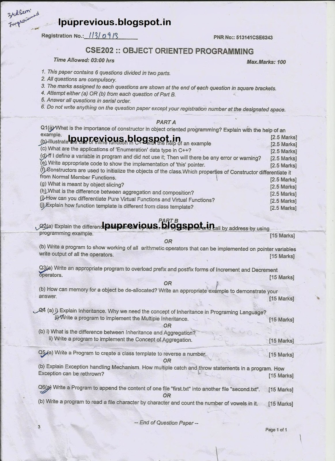 Cse 202 Objective Oriented Programming Previous Question Papers And Ppts ~ Sns Arc