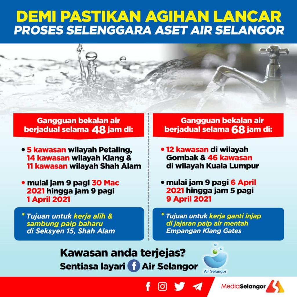 Gangguan Bekalan Air Antara 48 Hingga 68 Jam Bermula 30 Mac dan 6 April | BEST FBKL