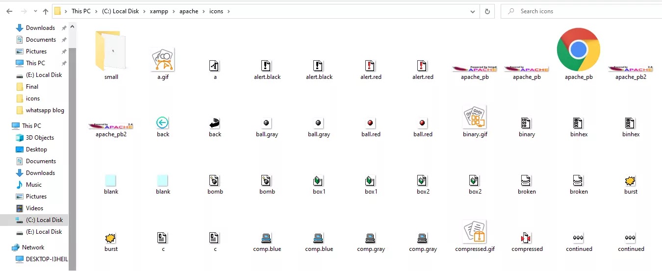 Change localhost directory & files icon for XAMPP