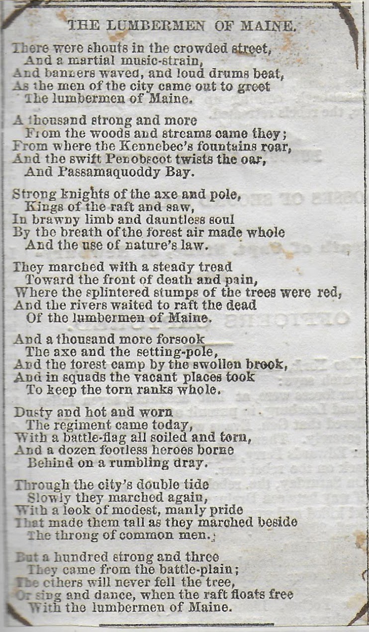 Heirlooms Reunited: David Barker Civil War Poem about Returning Maine ...