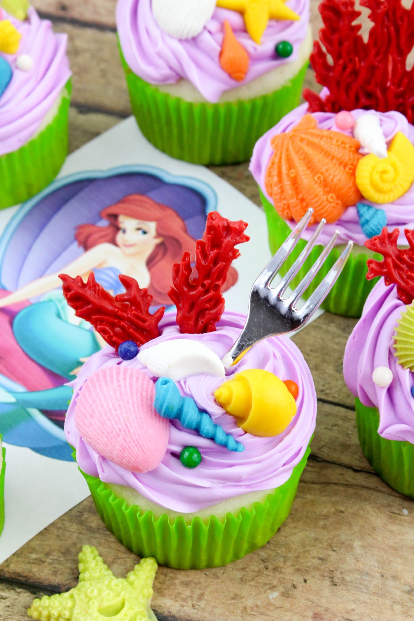 How to Make Disney Princess Ariel Little Mermaid Cupcakes with ...
