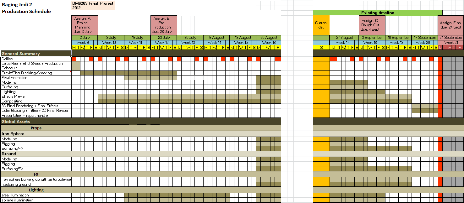 VFX Production Blog: Updated Production Schedule