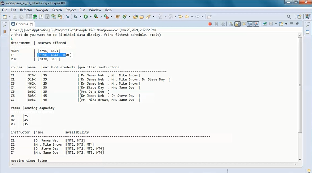 Prototype Project: Class Scheduling + Hill Climbing + instructor availability + interactive ...