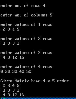13) Write a program that displays 2D Matrix which takes input rows and ...