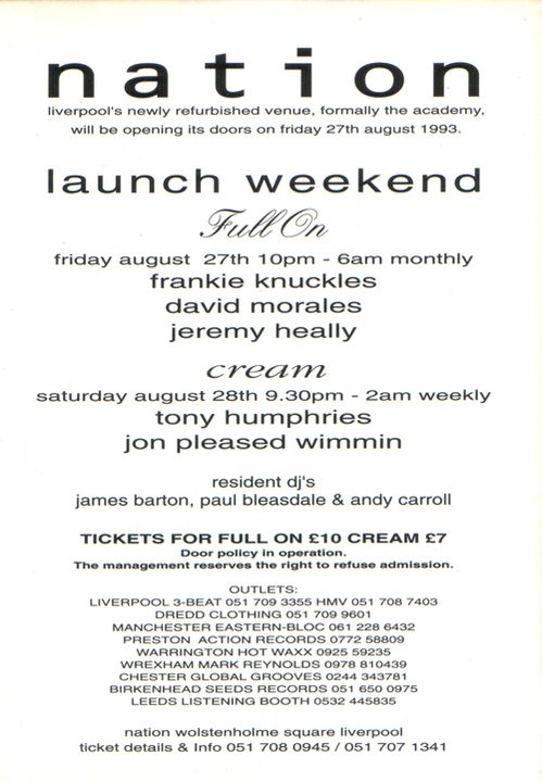 Shallow Rave: First ever flyer for Cream