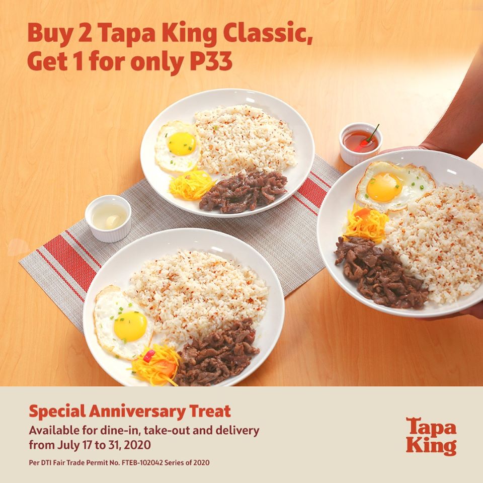 Manila Shopper: Tapa King Buy2 Get1 for P33 Anniv Promo: July 2020