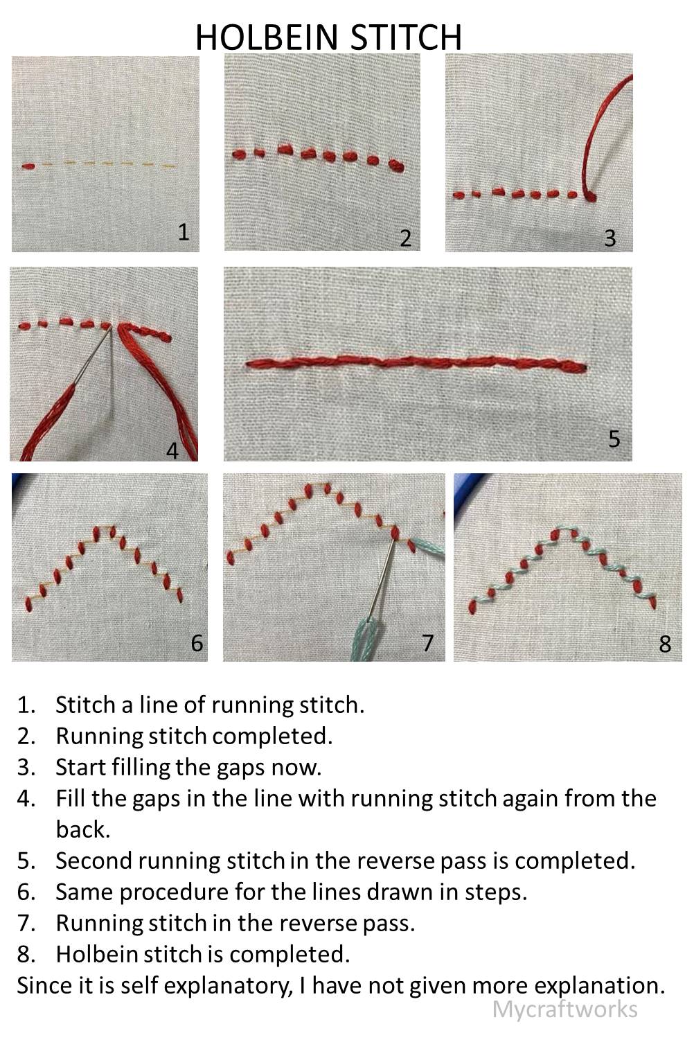 MY CRAFT WORKS: Holbein Stitch - Tutorial