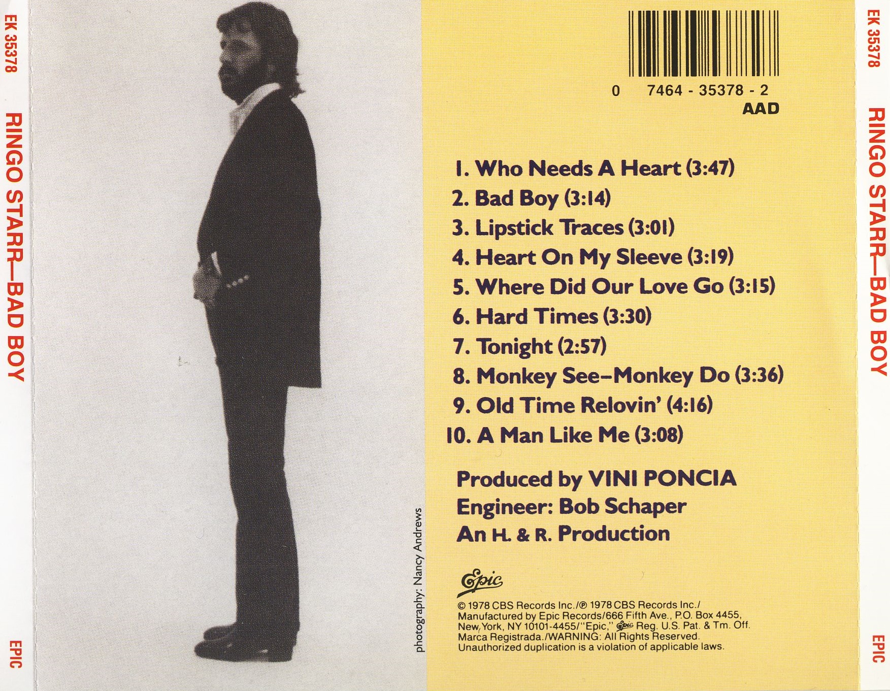 Classic Rock Covers Database: Ringo Starr - Bad Boy (1978)