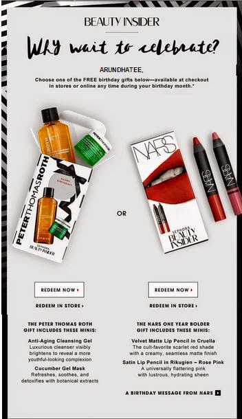 Discovering me: Sephora wishes "Happy Birthday" :-) :-) :-)