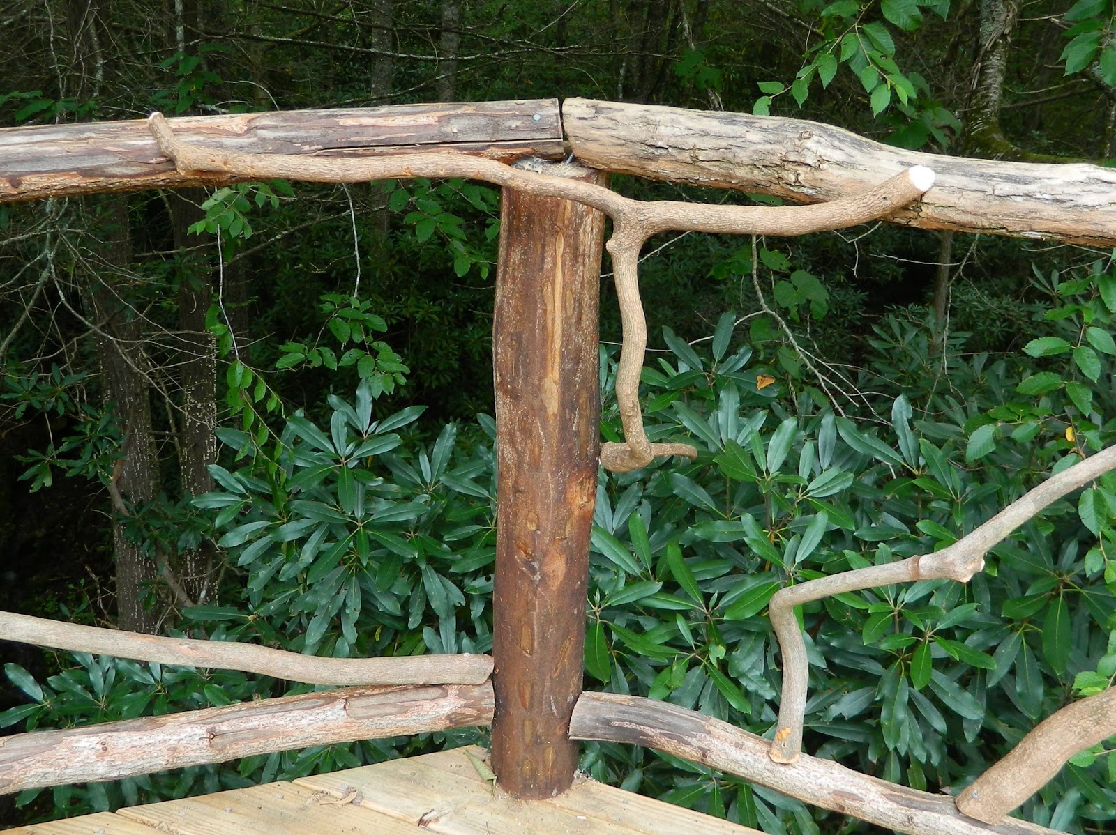 Lise's Log Cabin Life: Building Rustic Deck Railing...We're Getting There