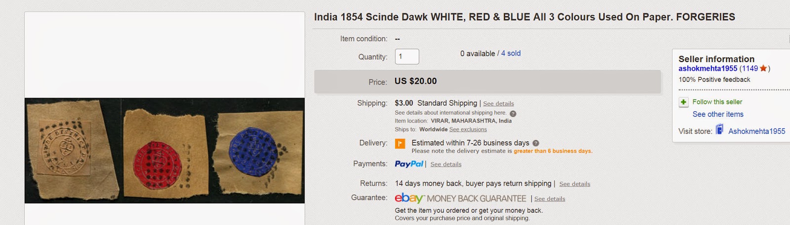 GANDHI STAMPS CLUB: Scinde Dawk - Postal History - First postage stamp ...