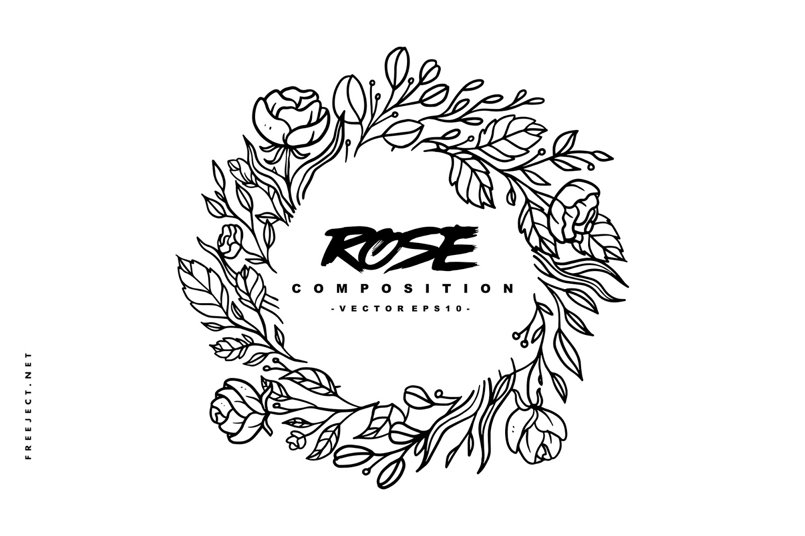 Free Download Rose Frame Composition Vector Illustration - PNG + EPS File