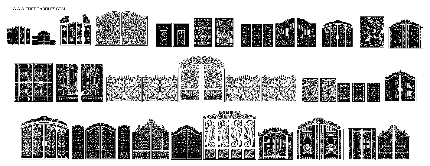 30 Gates, Fences DWG and DXF File