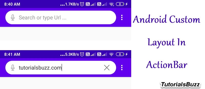 Tutorialsbuzz Android Adding Custom Layout To Actionbar