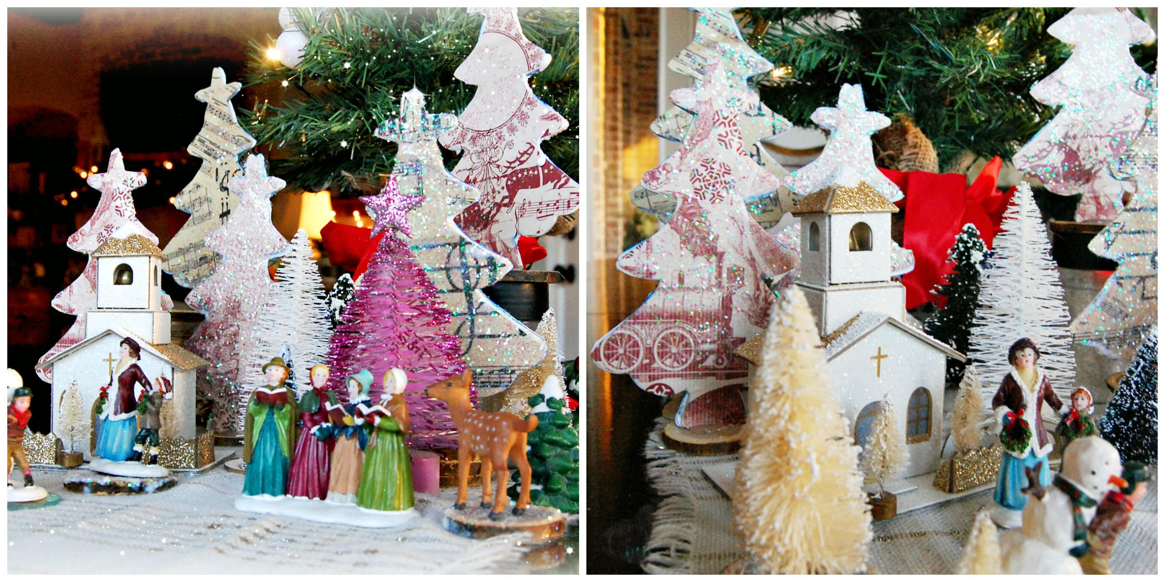 DIY Scrapbook Paper Christmas Trees & Vignette - At Home with Jemma