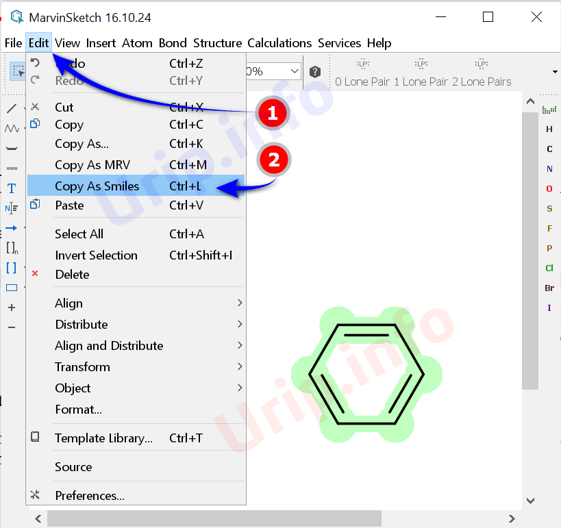Konversi Struktur Molekul ke Format SMILES di ChemSketch, MarvinSketch, dan ChemDraw - Urip dot Info