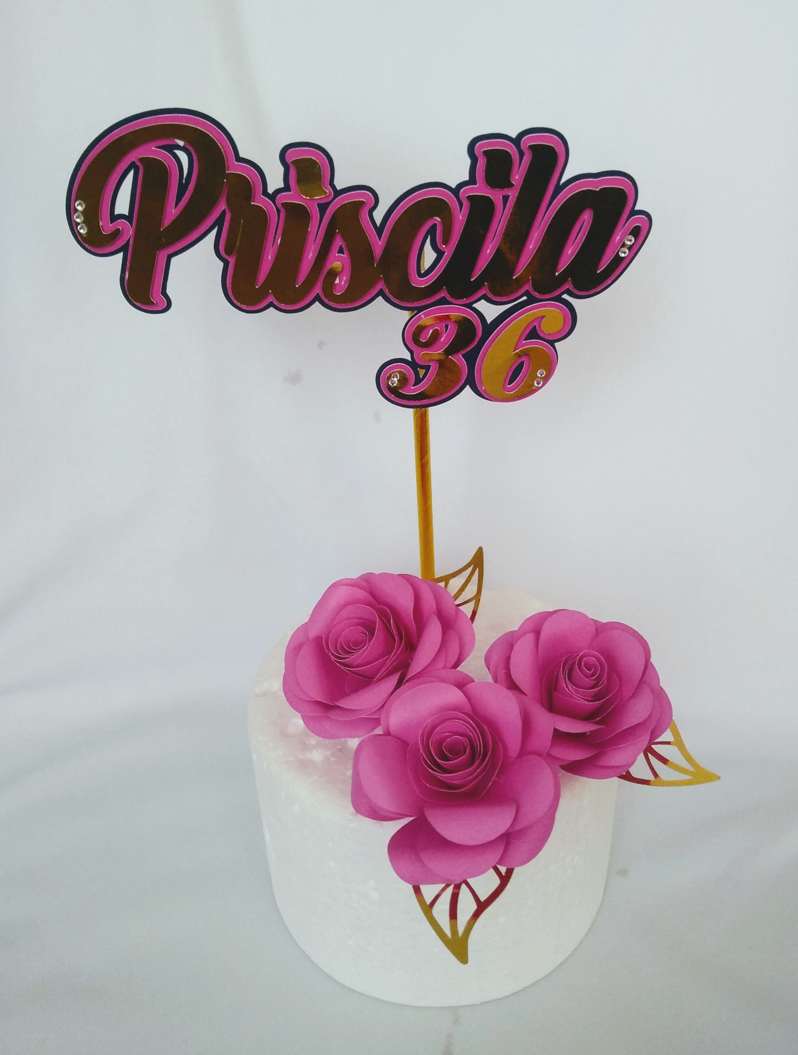 Lu artes: Topper de bolo com rosas