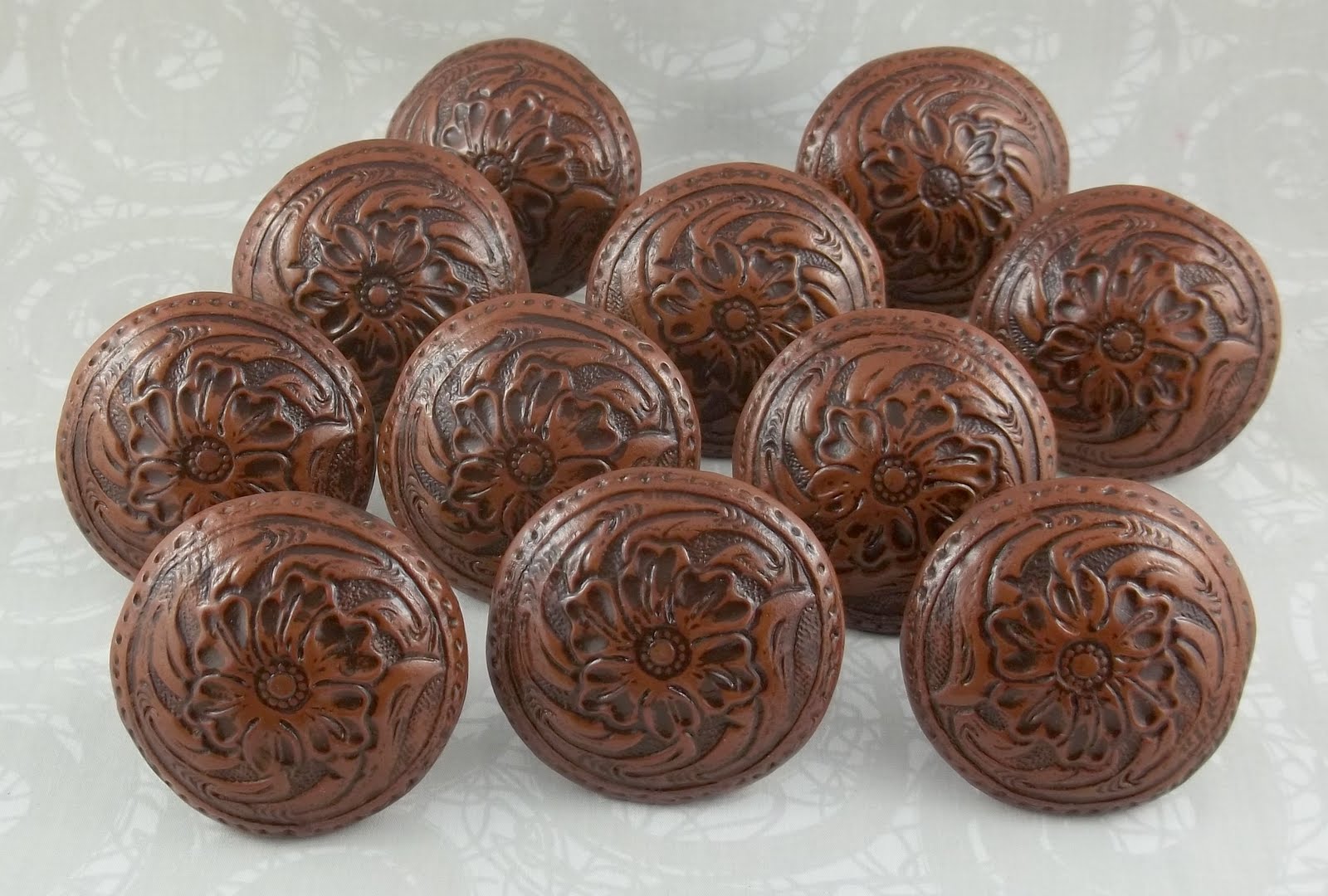 2 Good Claymates: Tooled Leather Look Cabinet Knobs