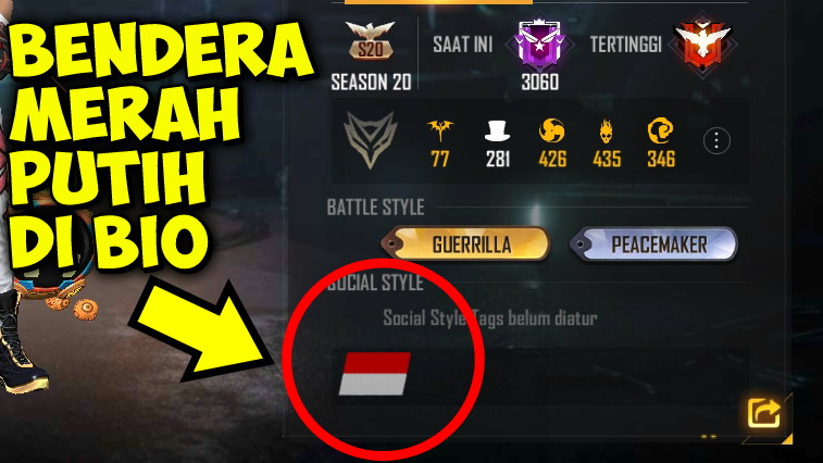 Cara Membuat Bendera Merah Putih Di Profil Bio Free fire, Keren Banget ...